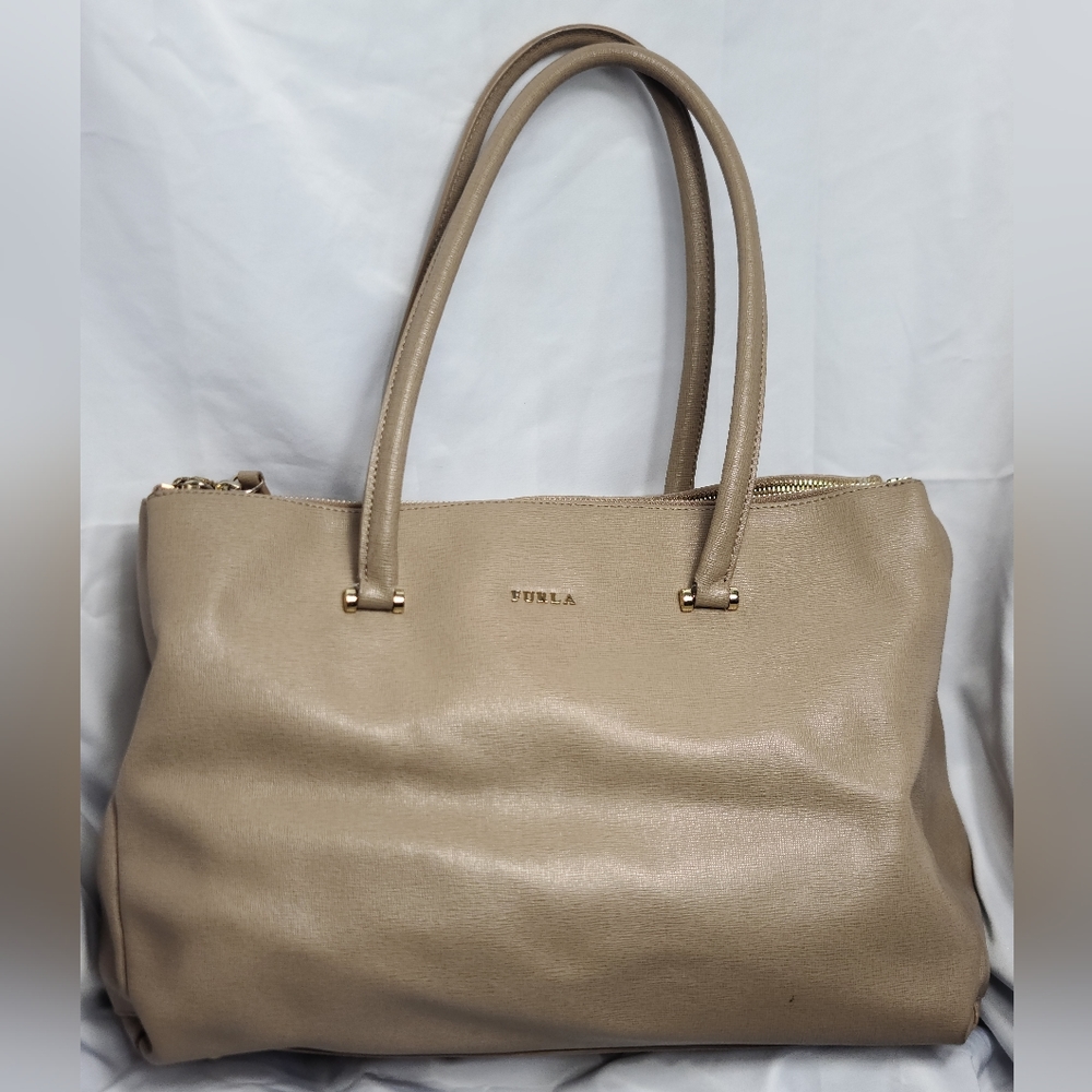 Furla Authentic Genuine Lotus Beige Sand Brown Tote B… - Gem